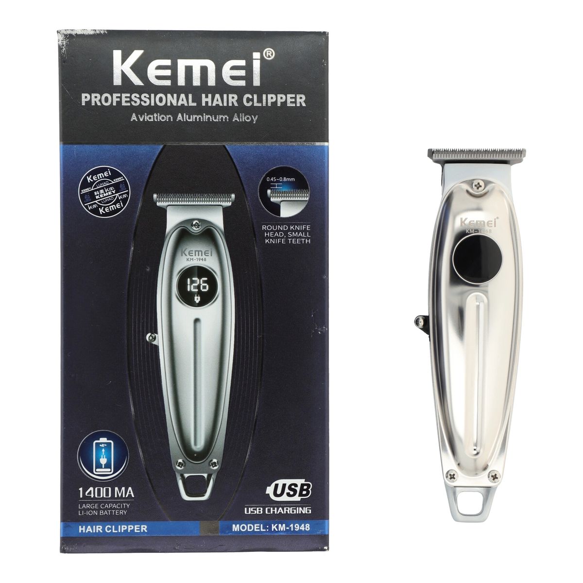 Máquina terminadora de corte de cabello Mod. KM-1948 PLATA